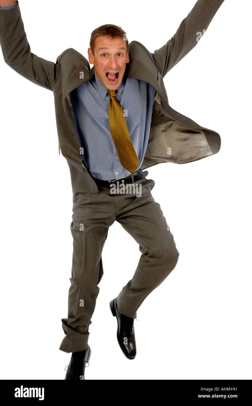 Man jumping joy victory success Cut Out Stock Images & Pictures - Alamy