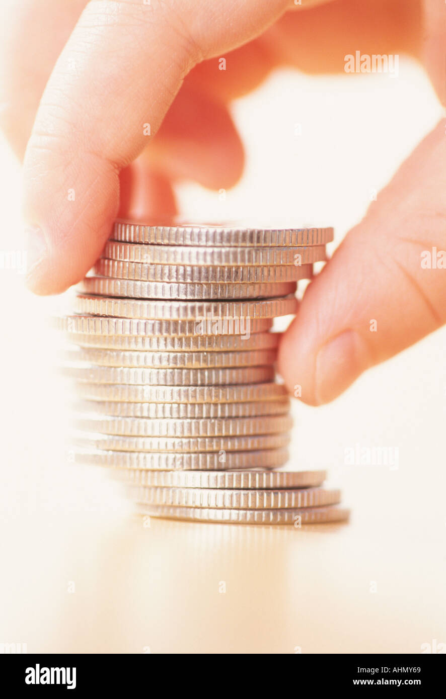 3 piles coins hi-res stock photography and images - Alamy