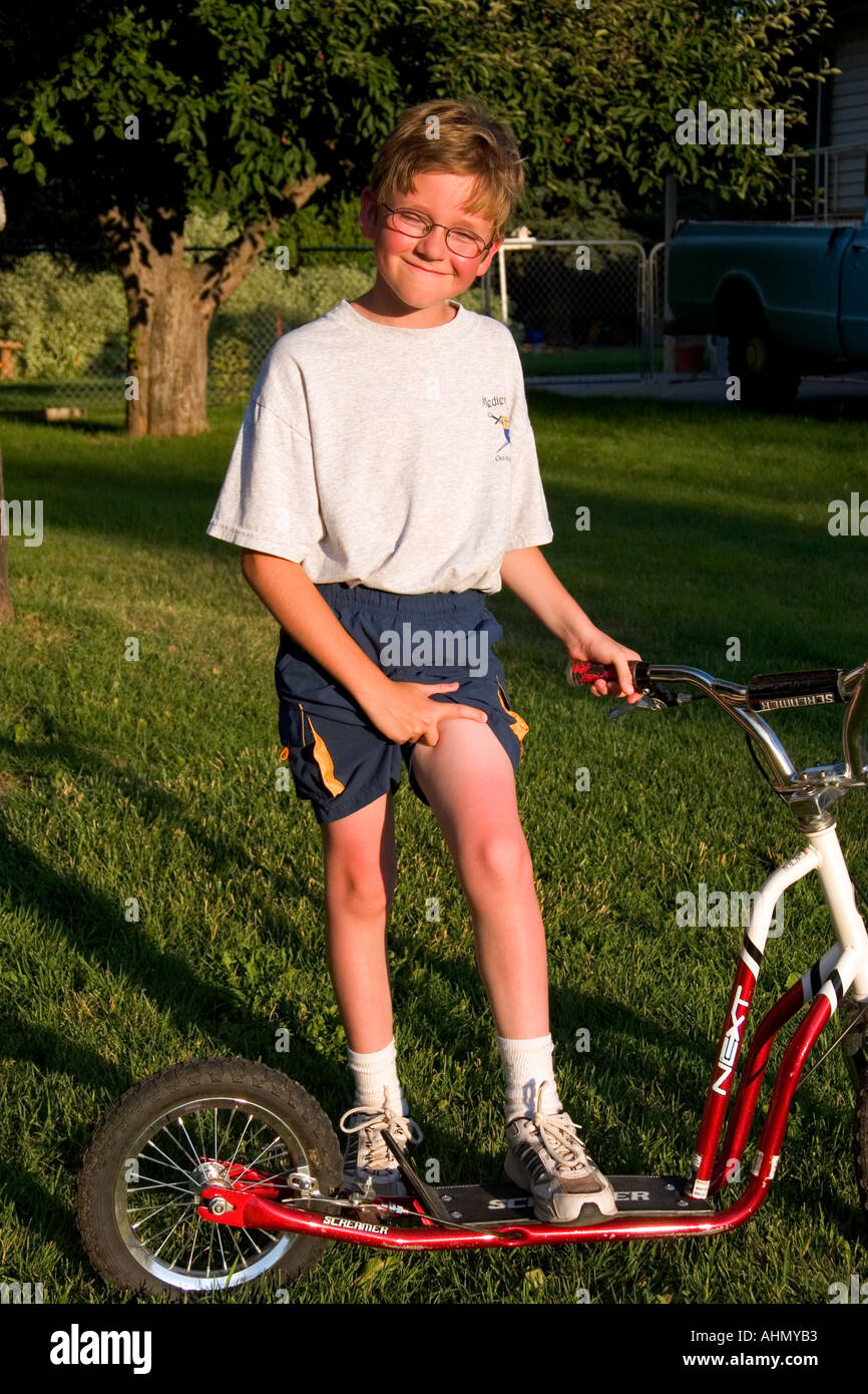 Nine year old boy with a sunburn Stock Photo - Alamy