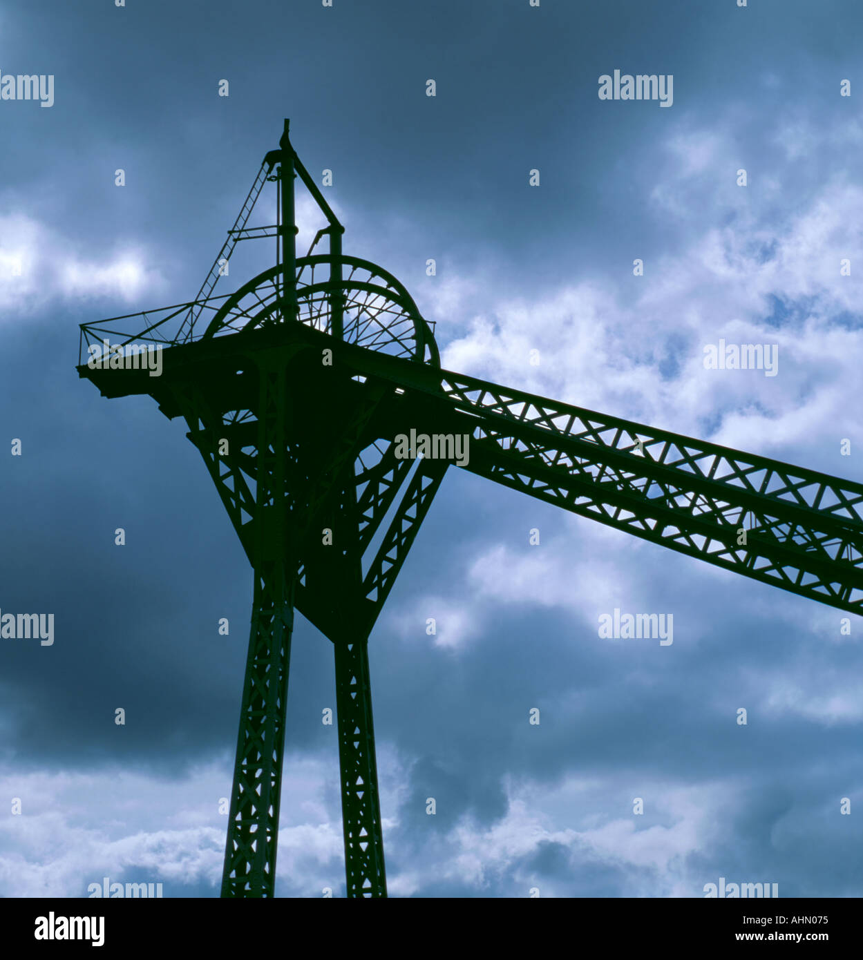 Pit head winding gear at "F Pit", Washington, in 1990s, County Durham ...