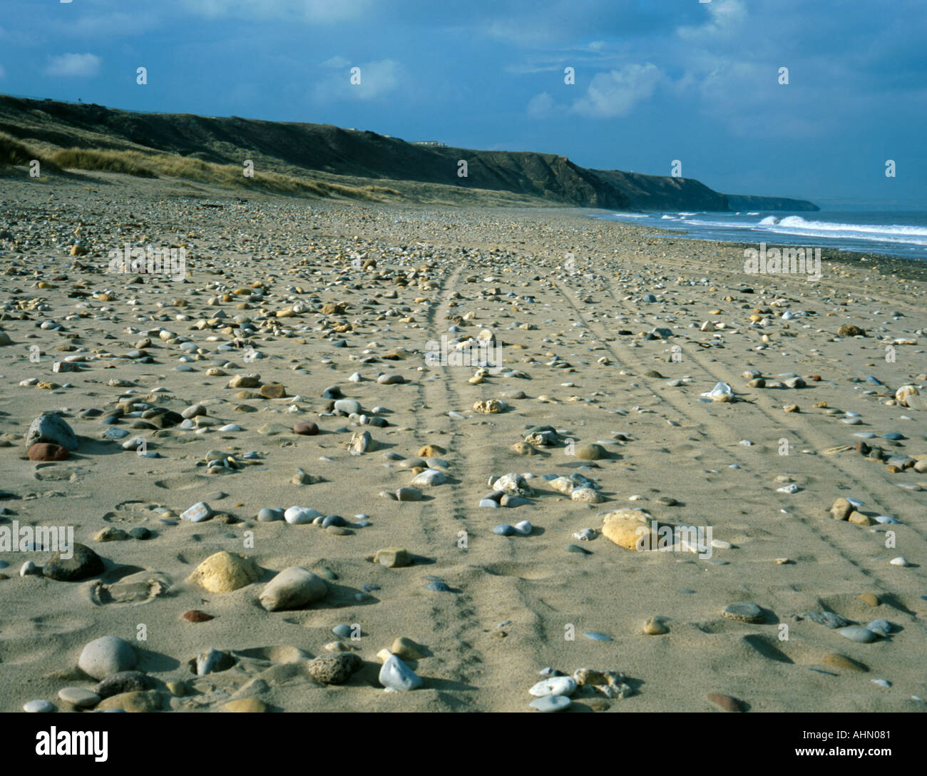 Pebbles on a sandy beach; Hart Warren Nature Reserve, north of ...