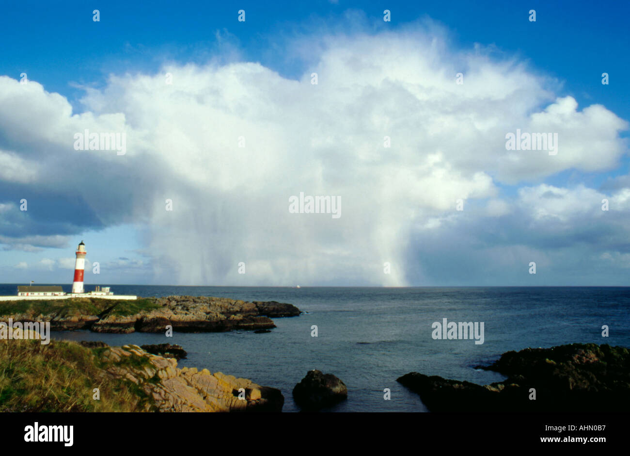 Dramatic cumulonimbus, or anvil cloud, beyond the Buchan Ness ...