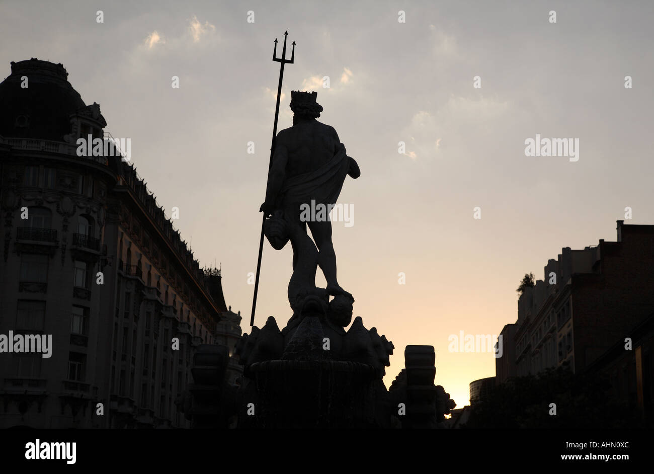 Neptune Statue, Canovas del Castillo Square, Madrid, Spain Stock Photo ...