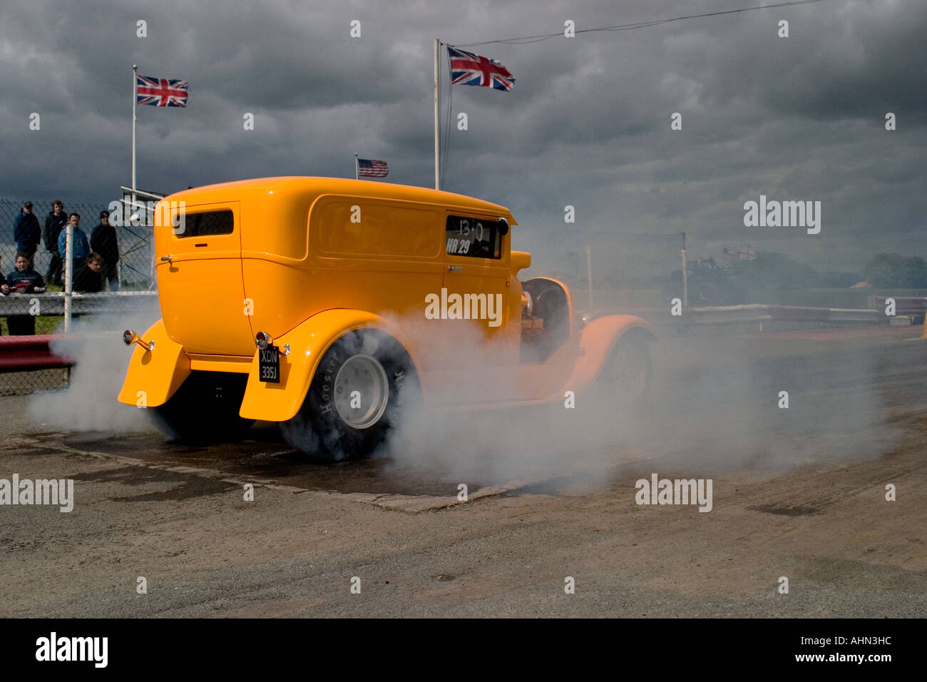 Yellow Ford 1929 replica van dragster at Melbourne Raceway North ...