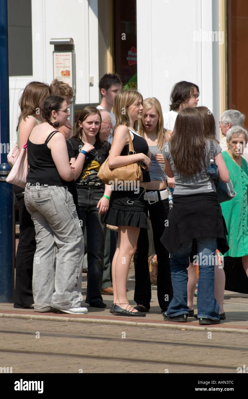 Group of teenage girls Sheffield city centre Stock Photo - Alamy