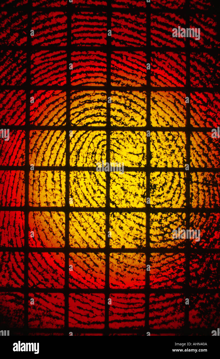 Finger print through a grid frame Stock Photo - Alamy