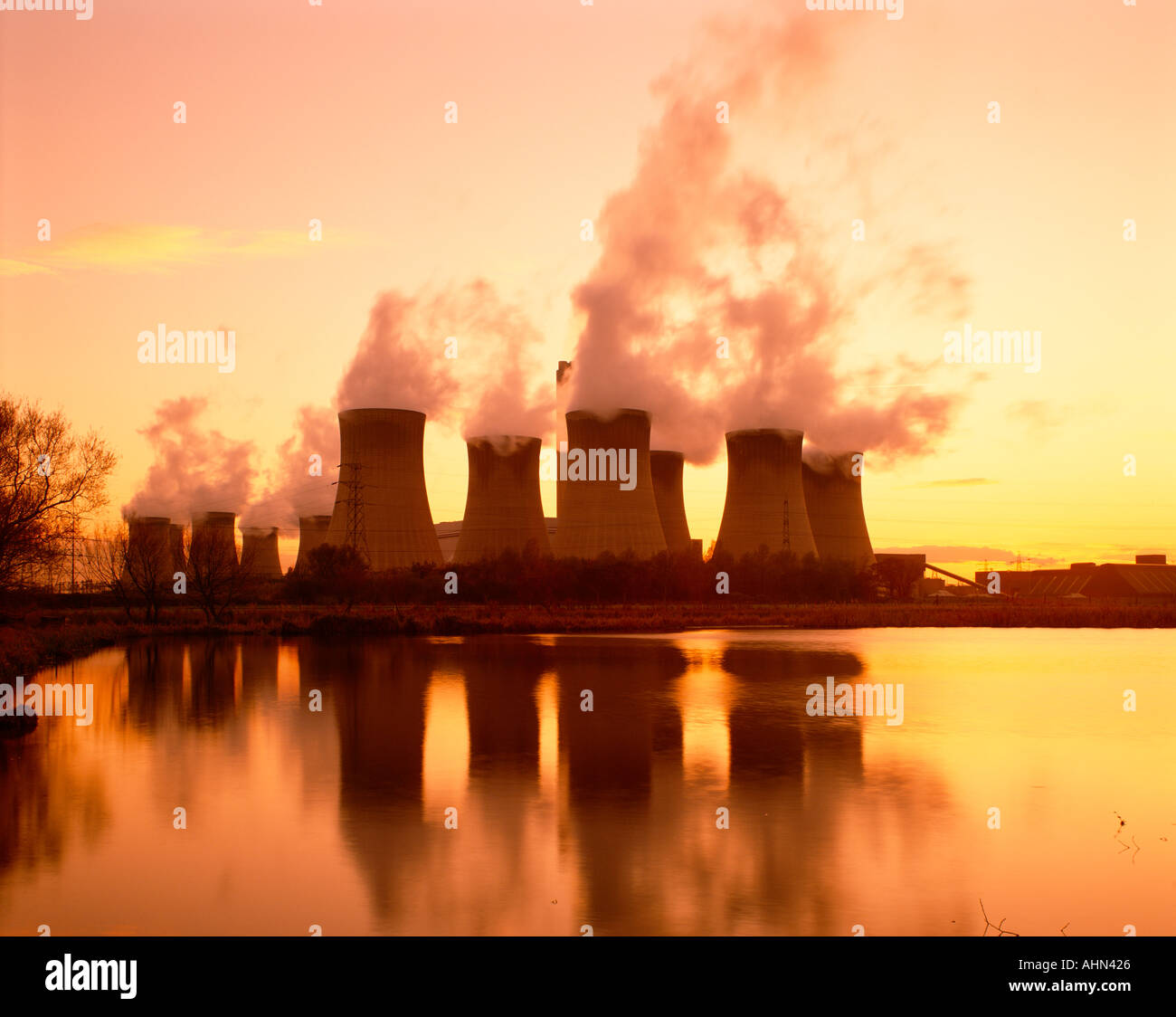 Coal fired power station at sunset Yorkshire uk Stock Photo - Alamy