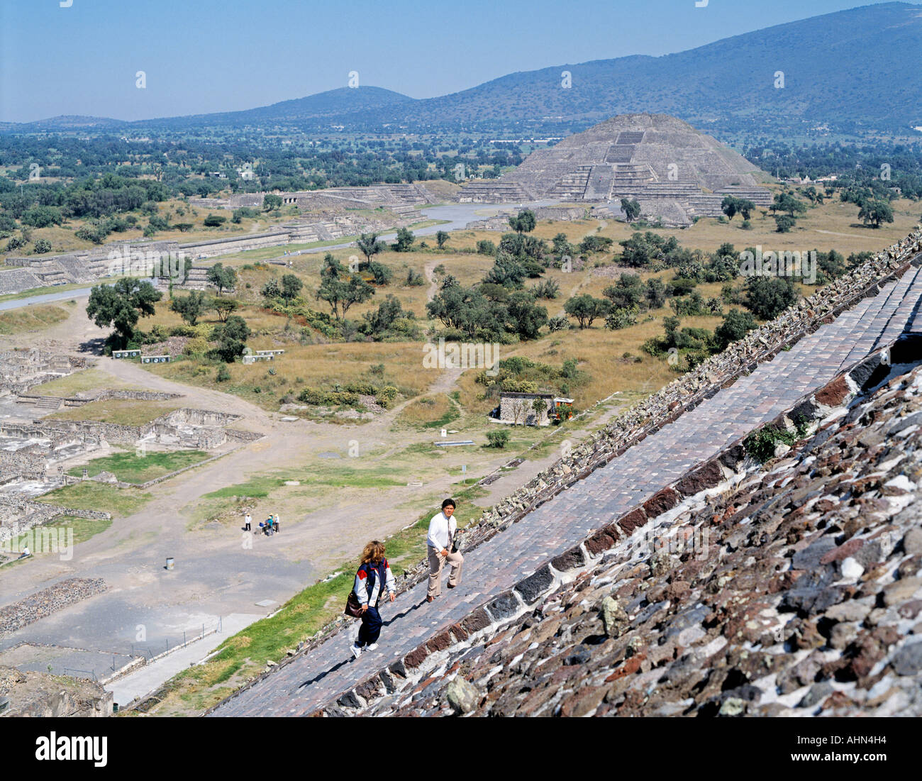 Teotihuacan Mexico Pyramid of the Moon seen from Pyramid of the Sun ...