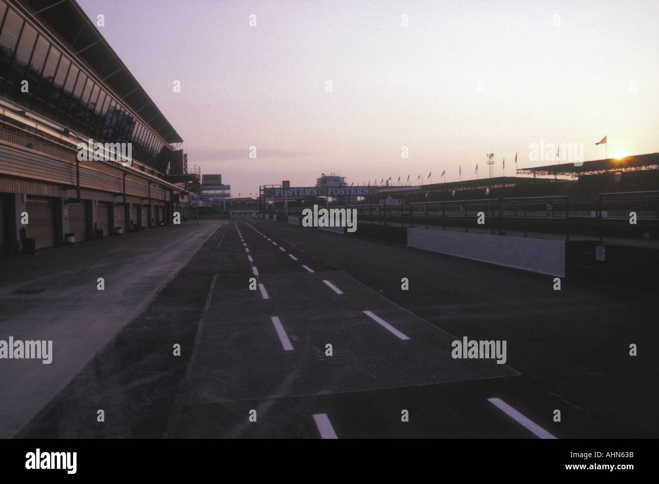 Pit lane Silverstone at sunset Stock Photo - Alamy