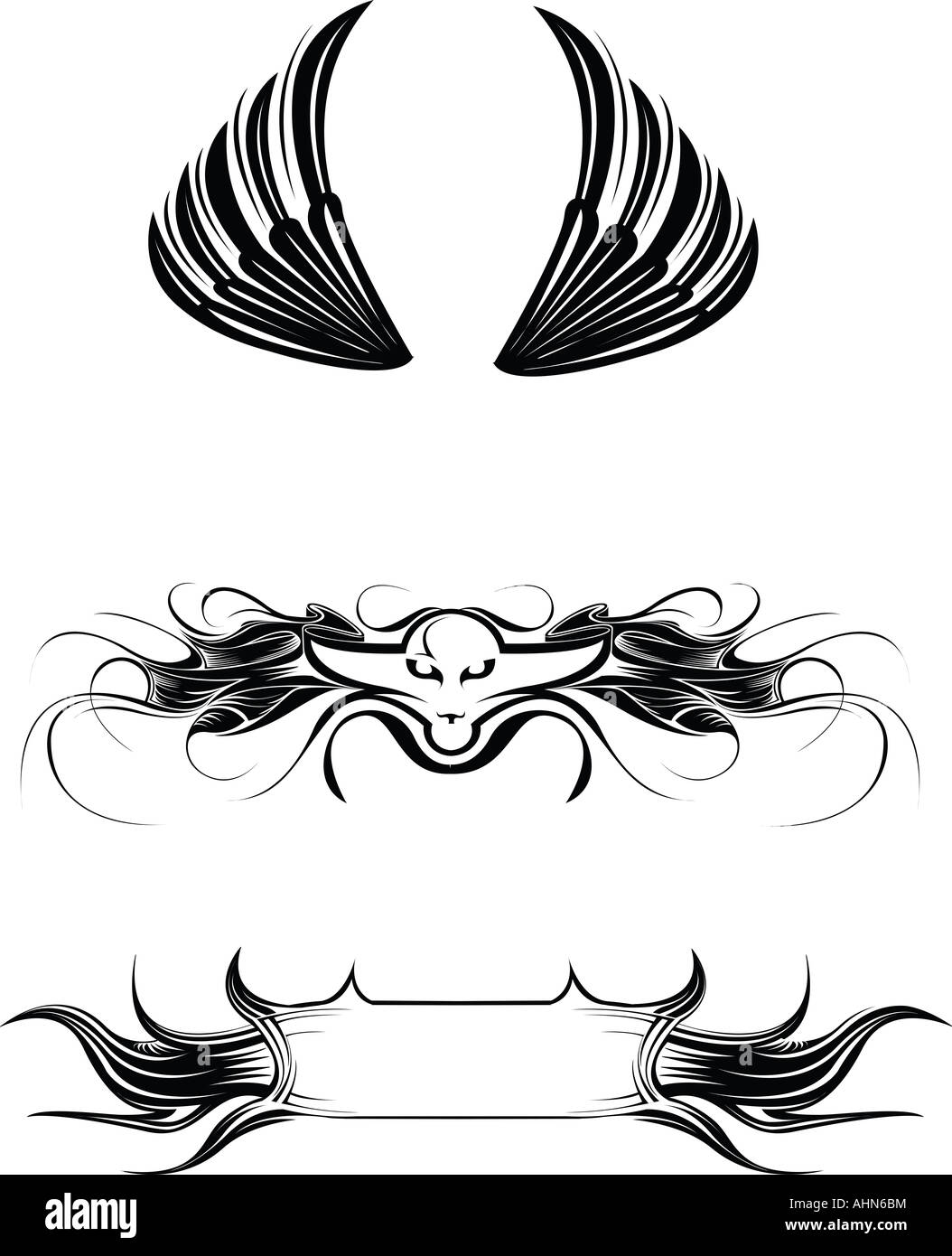 Illustrations (wings, signs, banner Stock Photo - Alamy