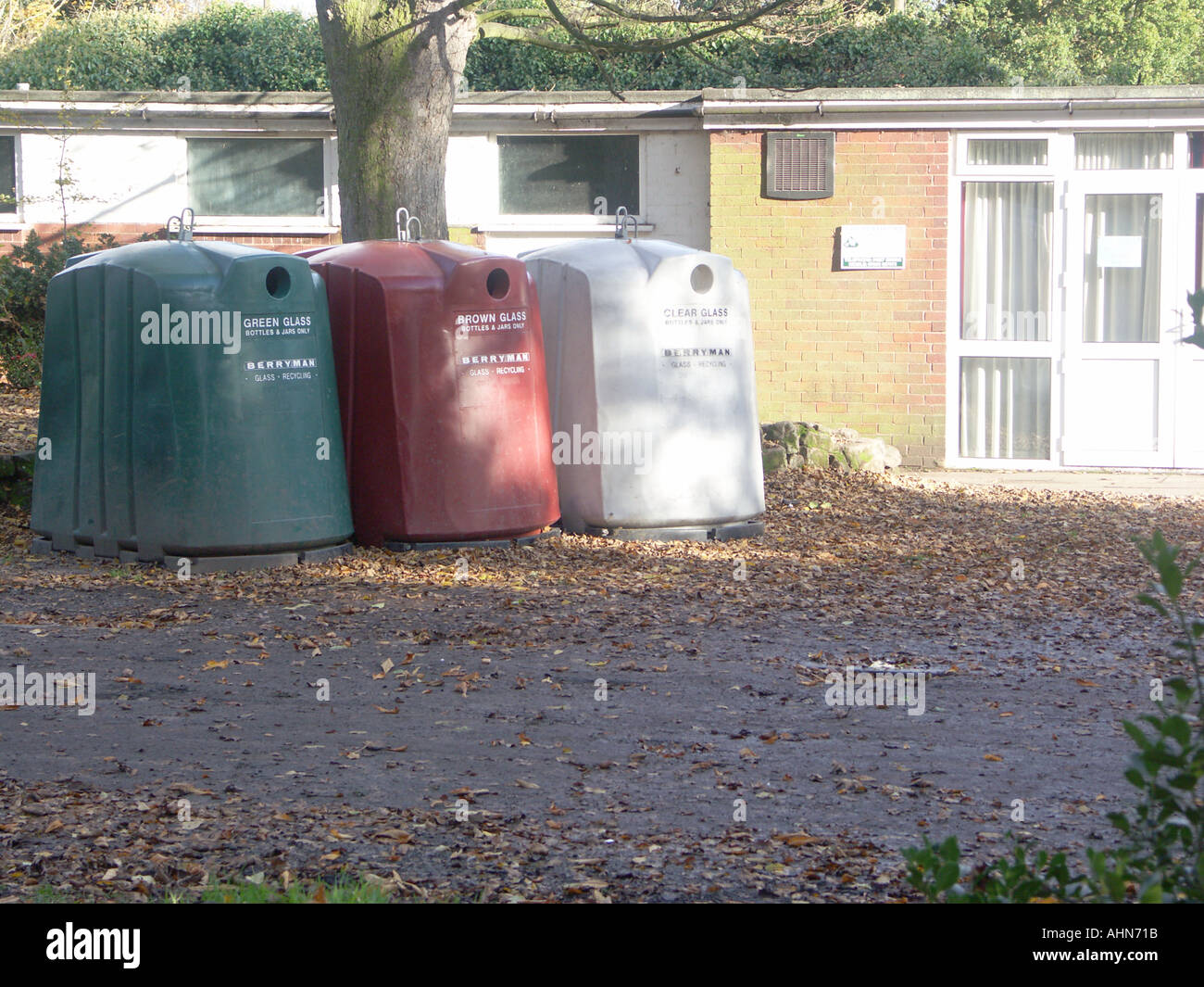 Glass recycling collection bins Stock Photo - Alamy