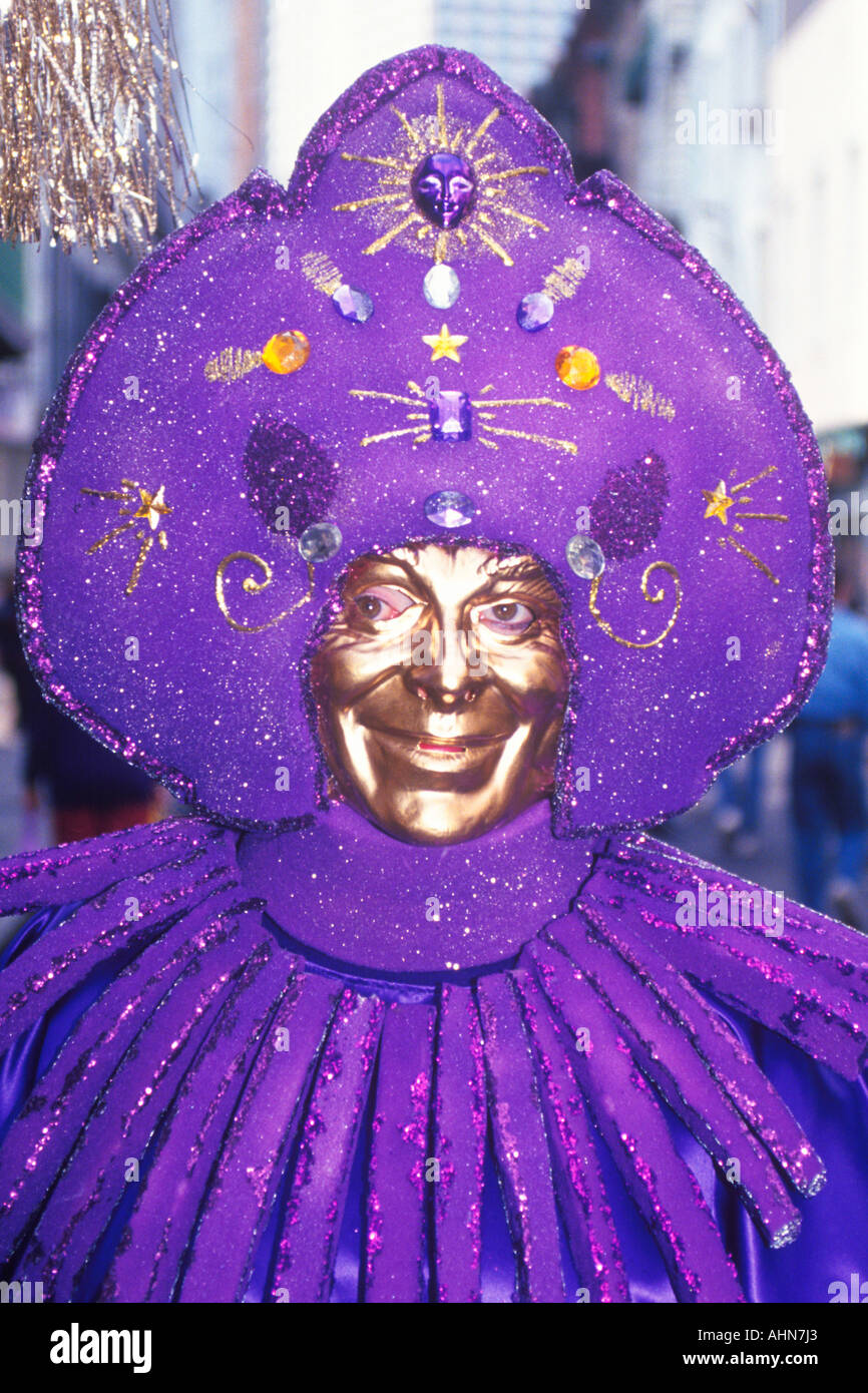 New Orleans Louisiana Mardi Gras costume Fat Tuesday. Masked costumed ...