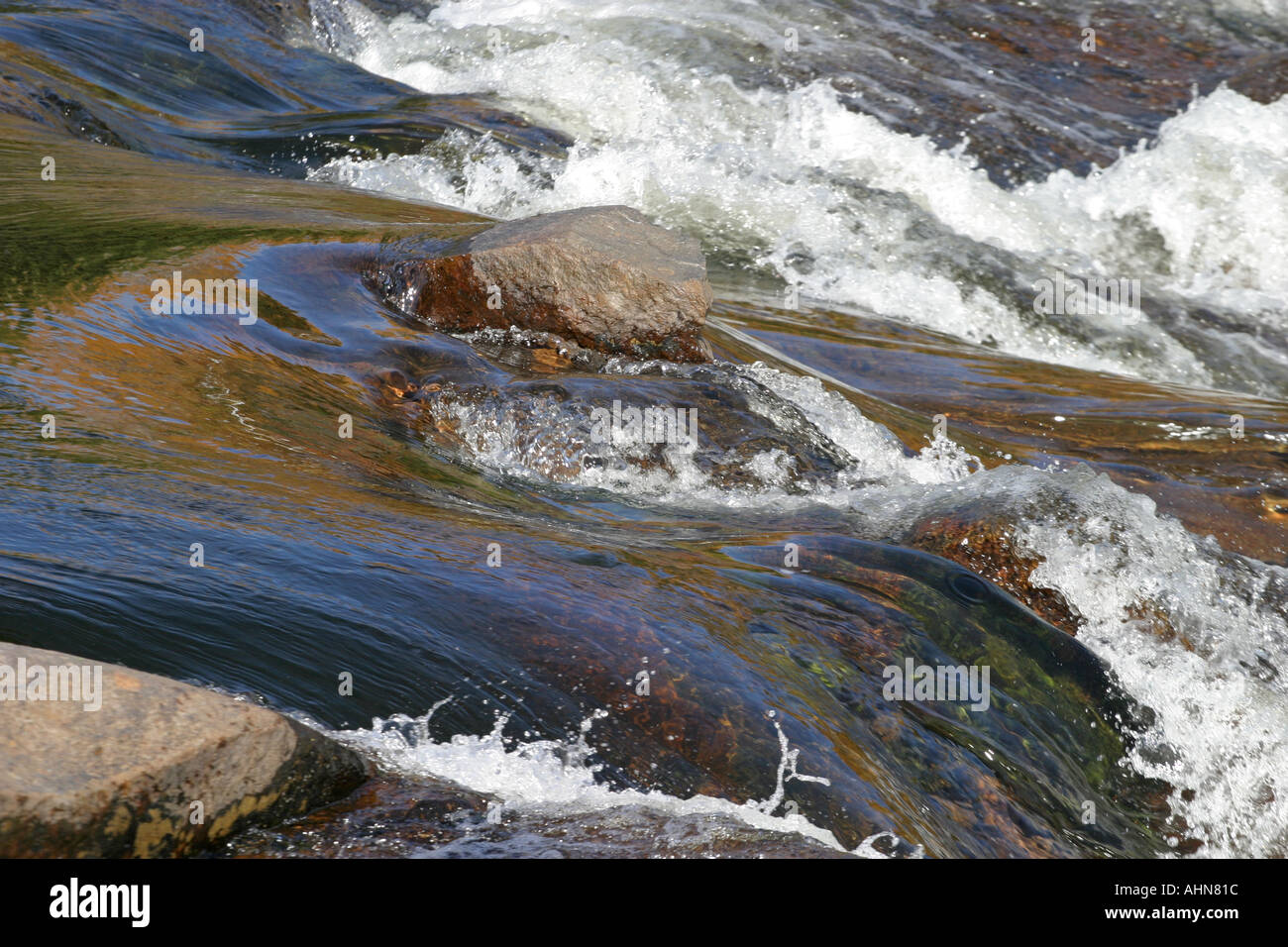 river rapids flowing past rock Stock Photo - Alamy