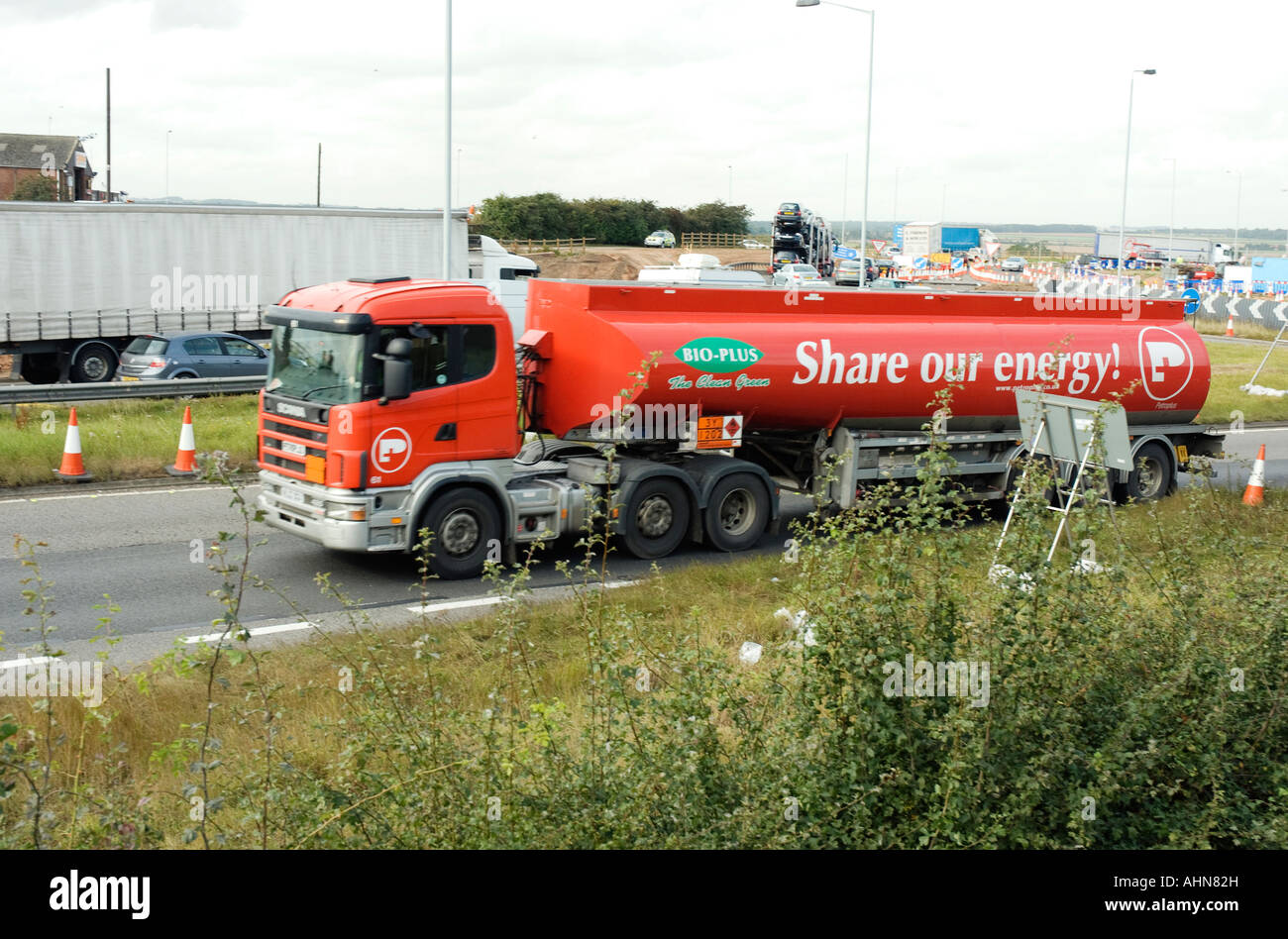 Bio fuels tanker lorry on motorway Stock Photo - Alamy