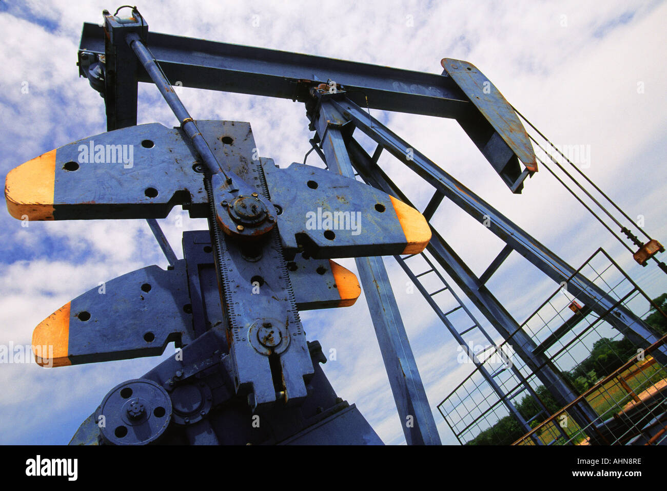 Oil pump drilling. Pump jack, nodding donkey or grasshopper on oil ...