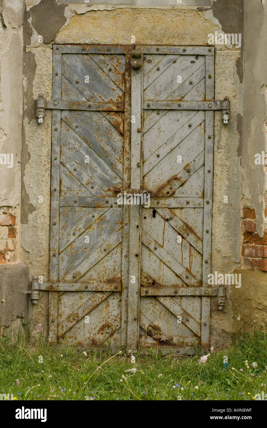 Steel doors of the church Stock Photo - Alamy
