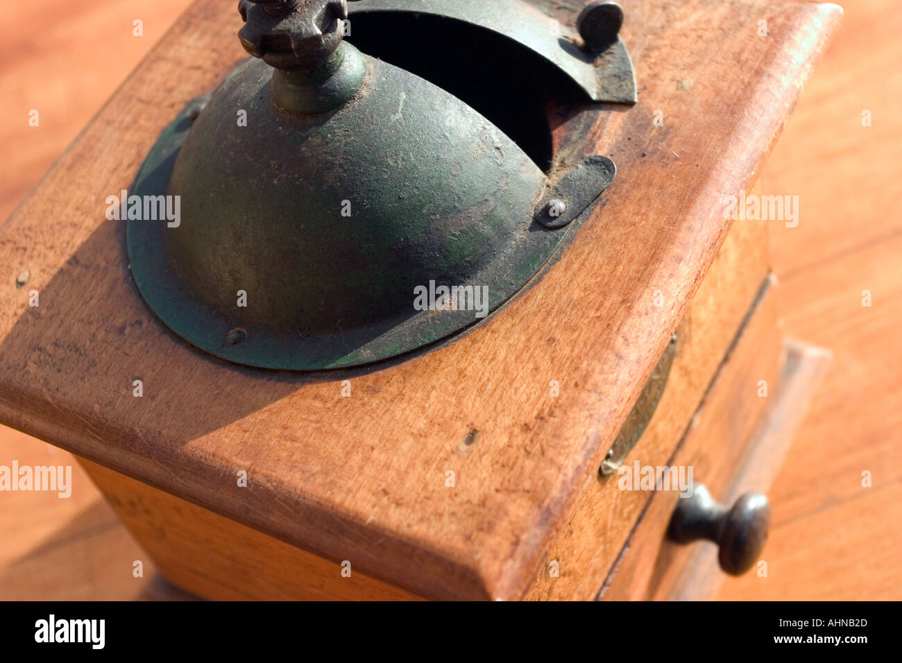 Old traditional wooden Coffee grinder Stock Photo - Alamy