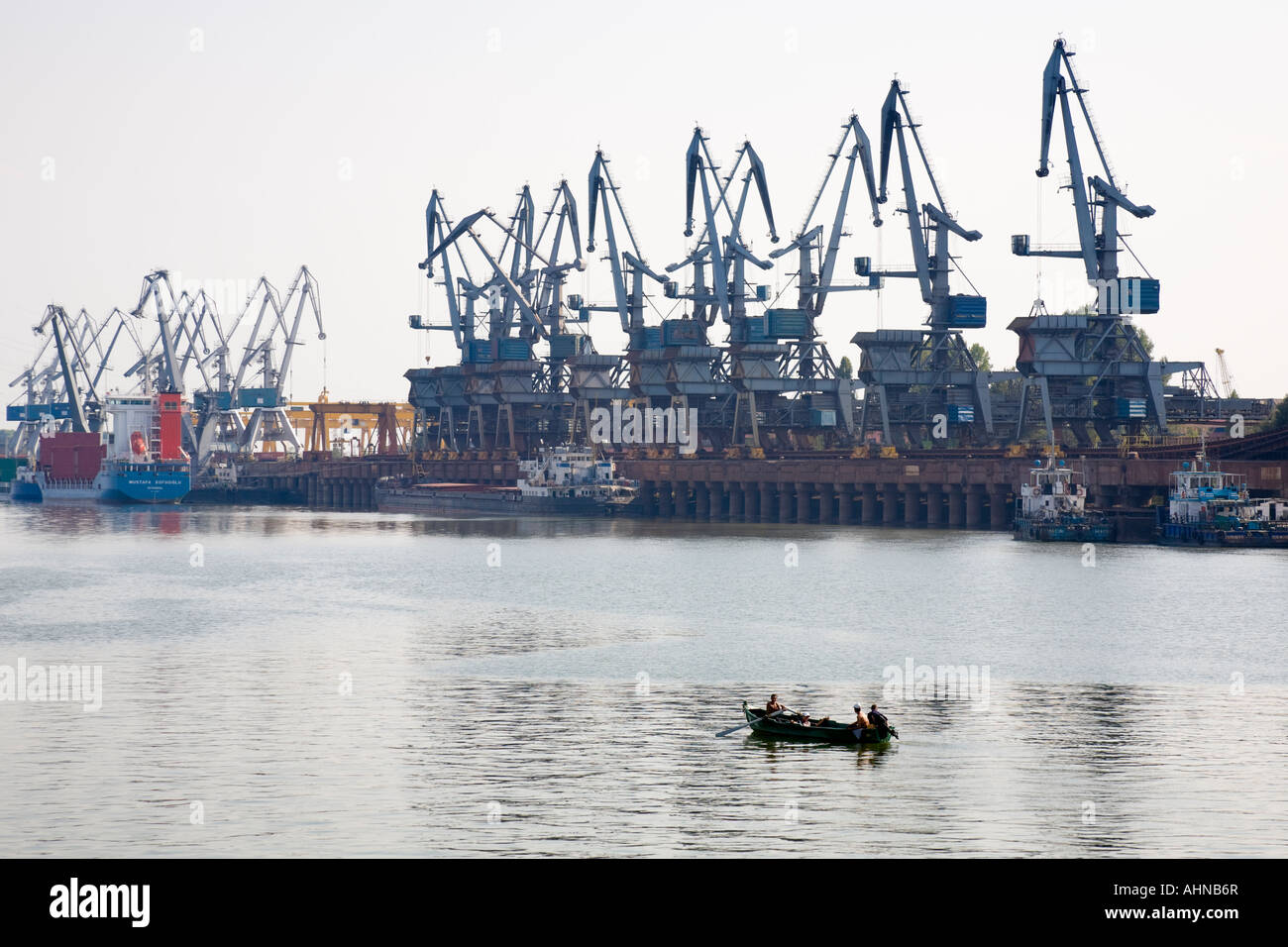 A rowing boat in the Danubian port of Galati, Romania Stock Photo - Alamy