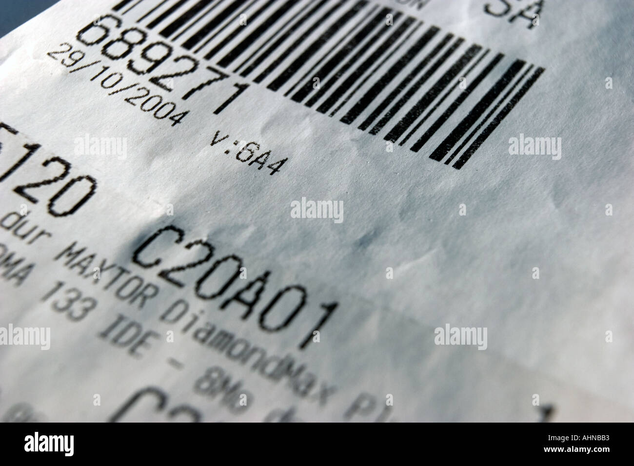 Receipt with bar codes hi-res stock photography and images - Alamy