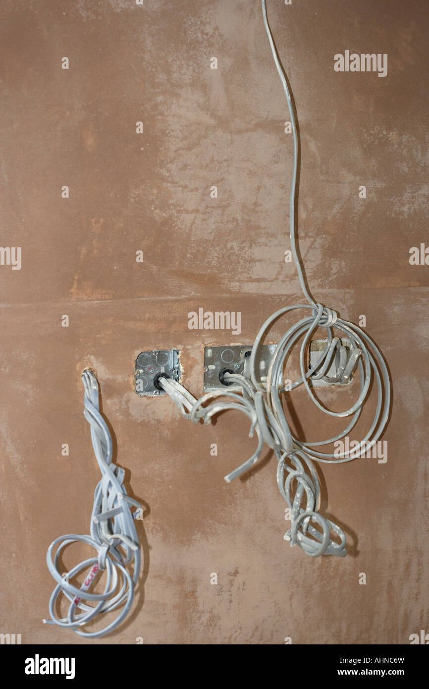 Stage one electricians fit of new build Stock Photo - Alamy
