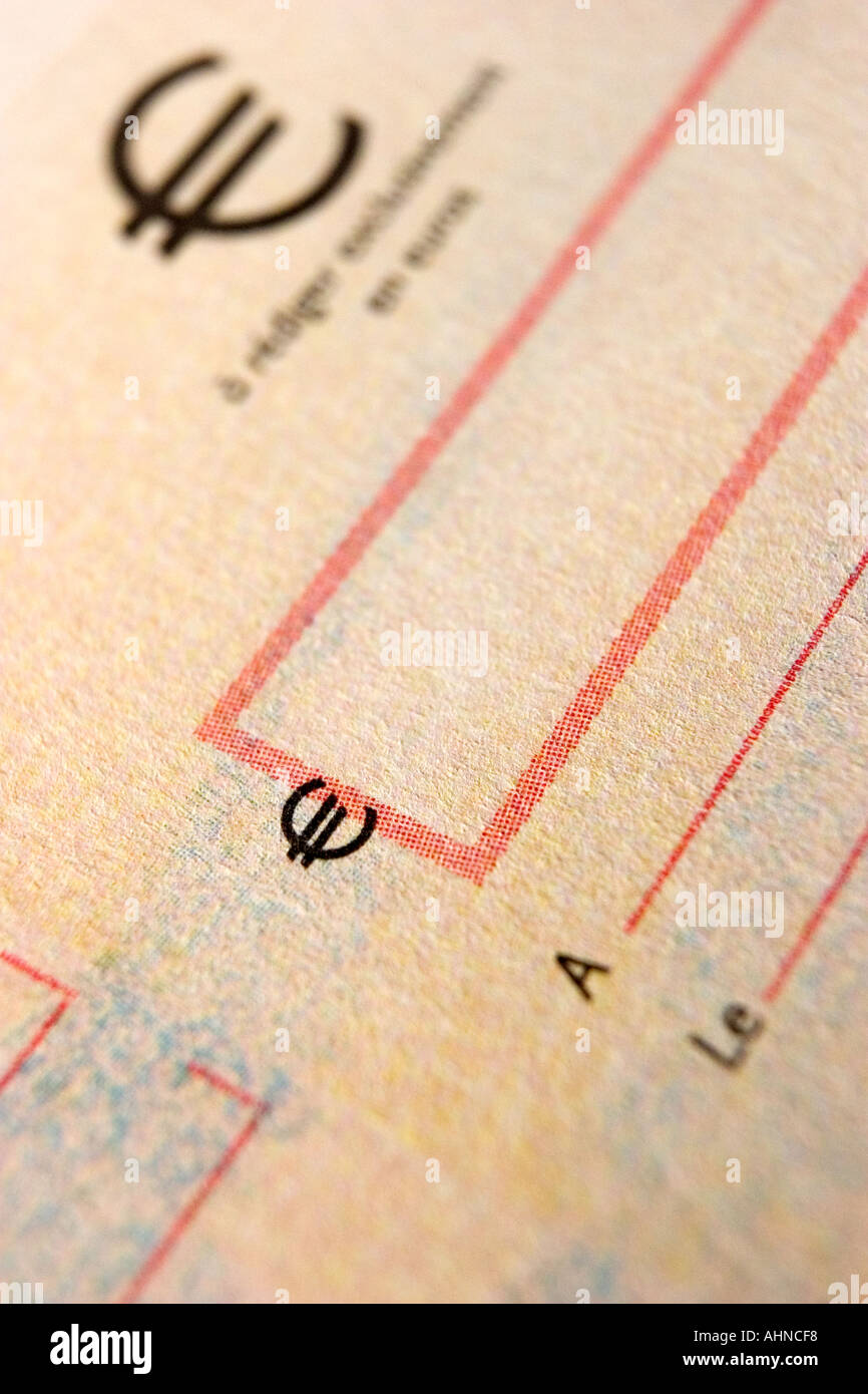 French check in euro currency Stock Photo - Alamy