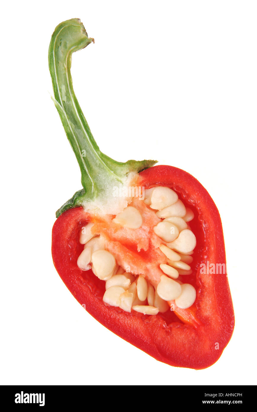 Slice red pepper isolated on white background Stock Photo - Alamy