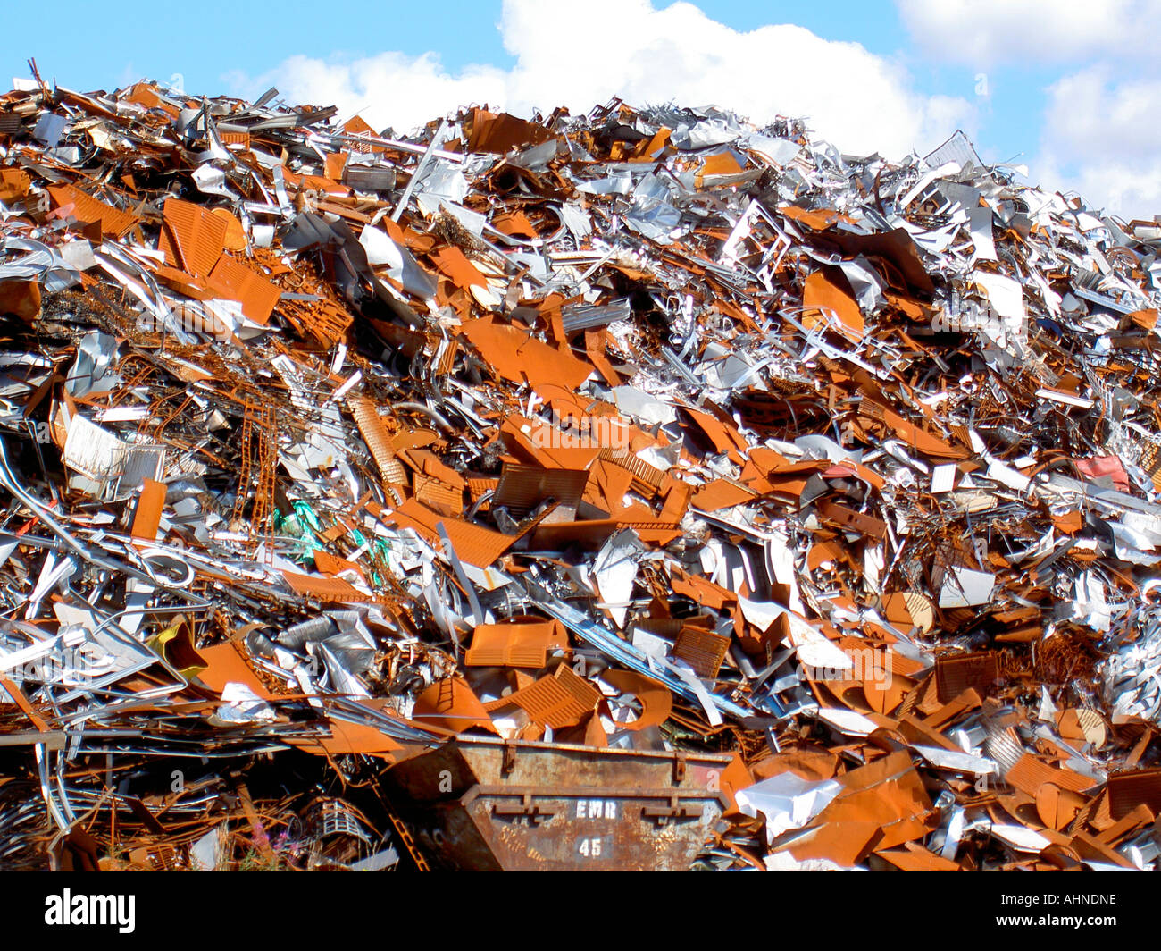 Scrap metal on the banks of the Manchester Ship Canal, Manchester, UK ...
