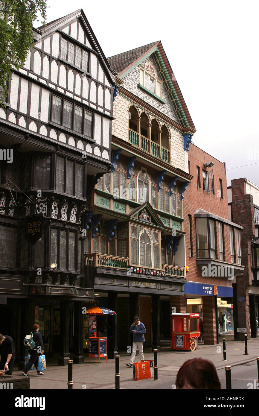 UK Devon Exeter High Street old buildings which survived wartime ...