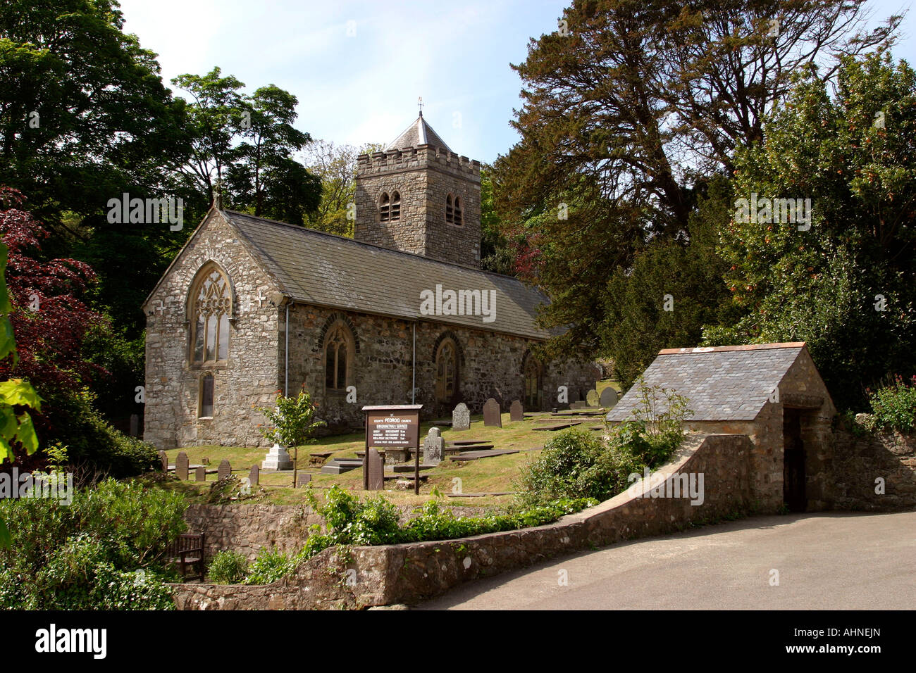 UK Wales Gwynedd Llanbedrog St Petrocs Church Stock Photo - Alamy