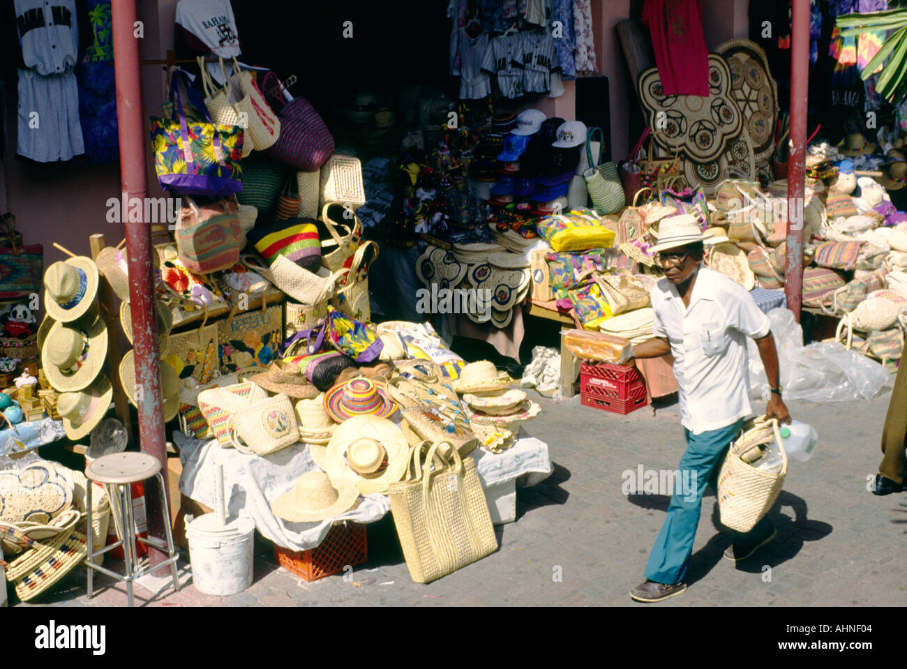 The Straw Market in the city of Nassau, capital of the Bahamas, on the ...