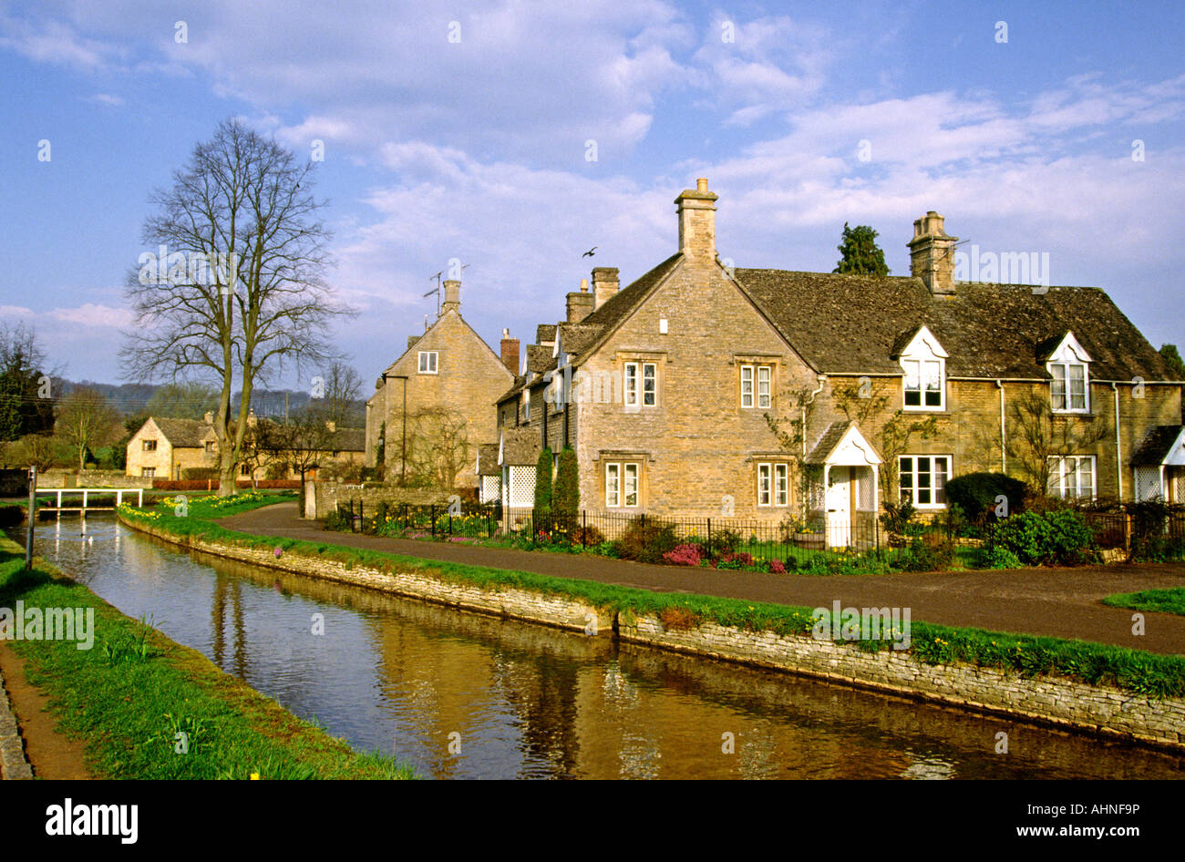 UK Gloucestershire Lower Slaughter River Eye passing through the ...