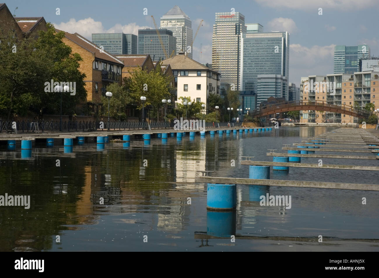 Millwall Dock with Canary Wharf in the background, Isle of Dogs, East ...