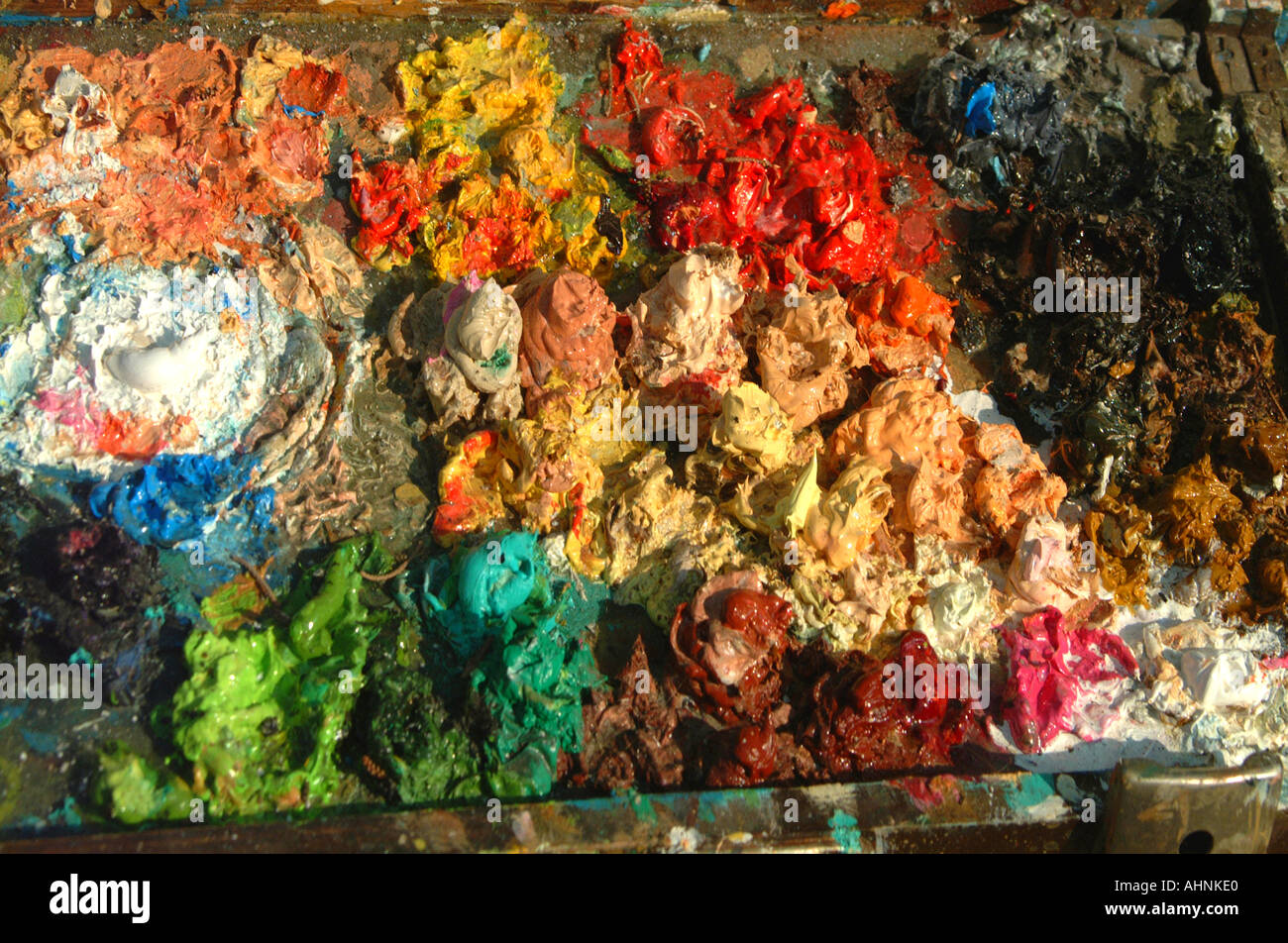 Tube oil paint artist palette multi color coloured rainbow random Stock ...