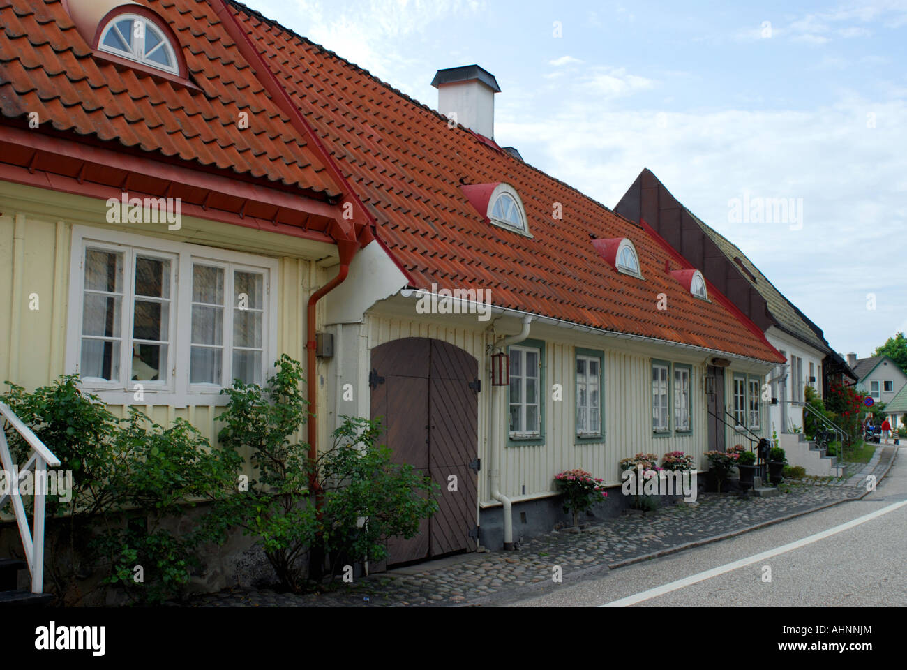 Pretty cottages in the side streets of Bastad Sweden Stock Photo - Alamy