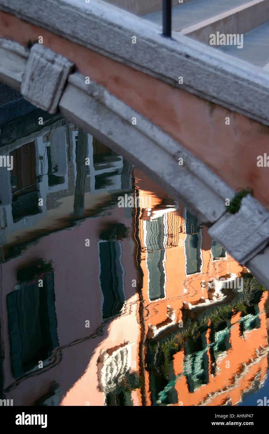 Reflection of architecture under bridge Venice Italy Stock Photo - Alamy