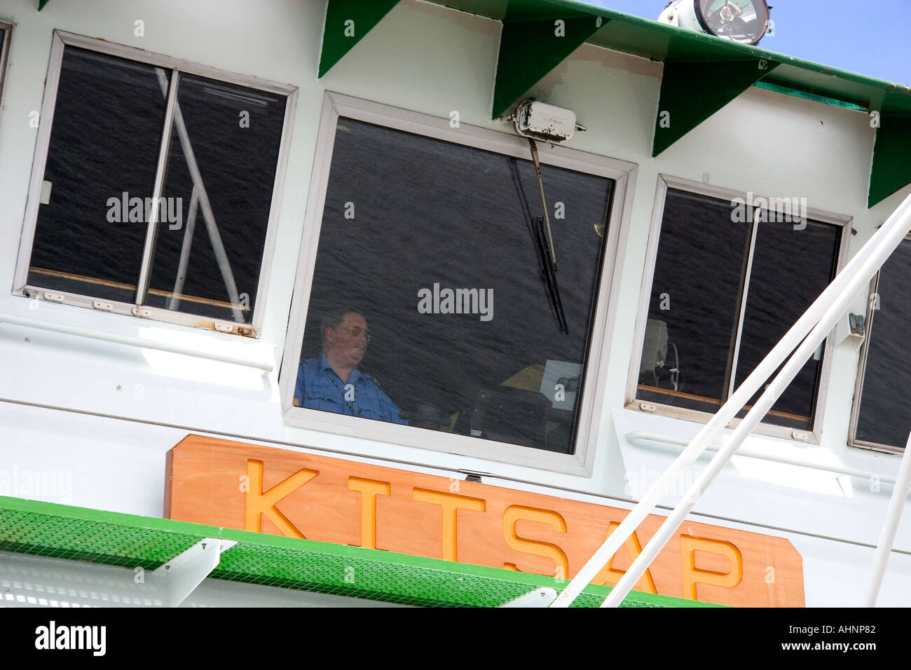Washington State ferry captain on the Kitsap Stock Photo - Alamy