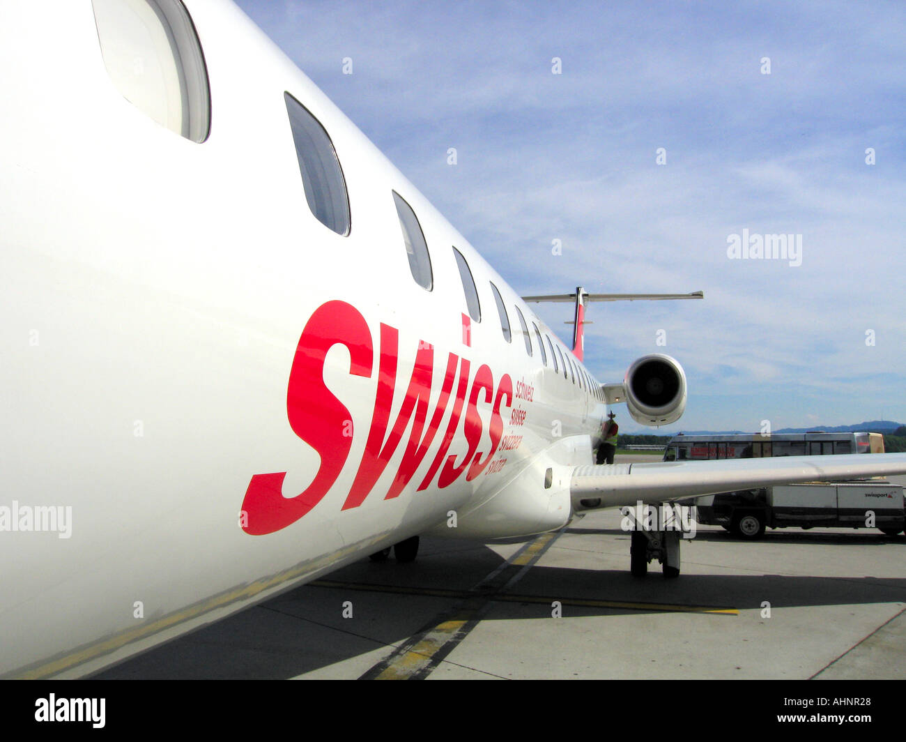Swissair Embraer plane Stock Photo - Alamy