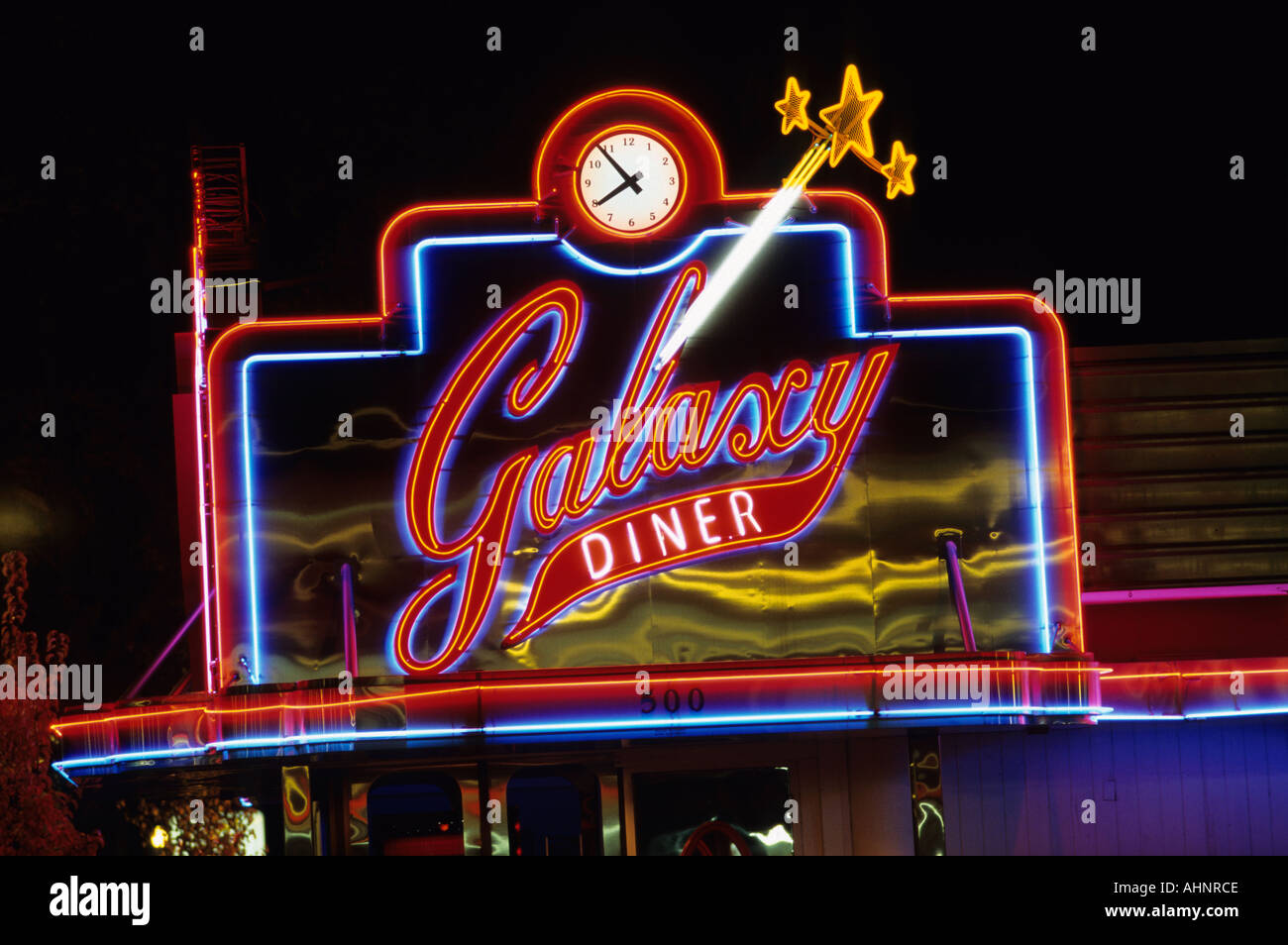 Neon sign on a diner in Boise Idaho Stock Photo - Alamy