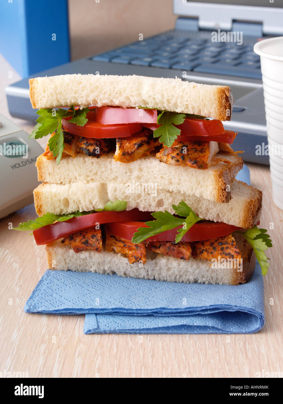 Chicken sandwiches at work editorial food Stock Photo - Alamy