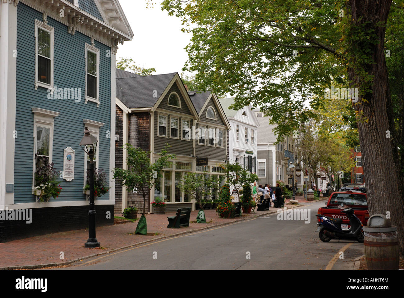 Nantucket Island typical row of houses Massachusetts United States ...