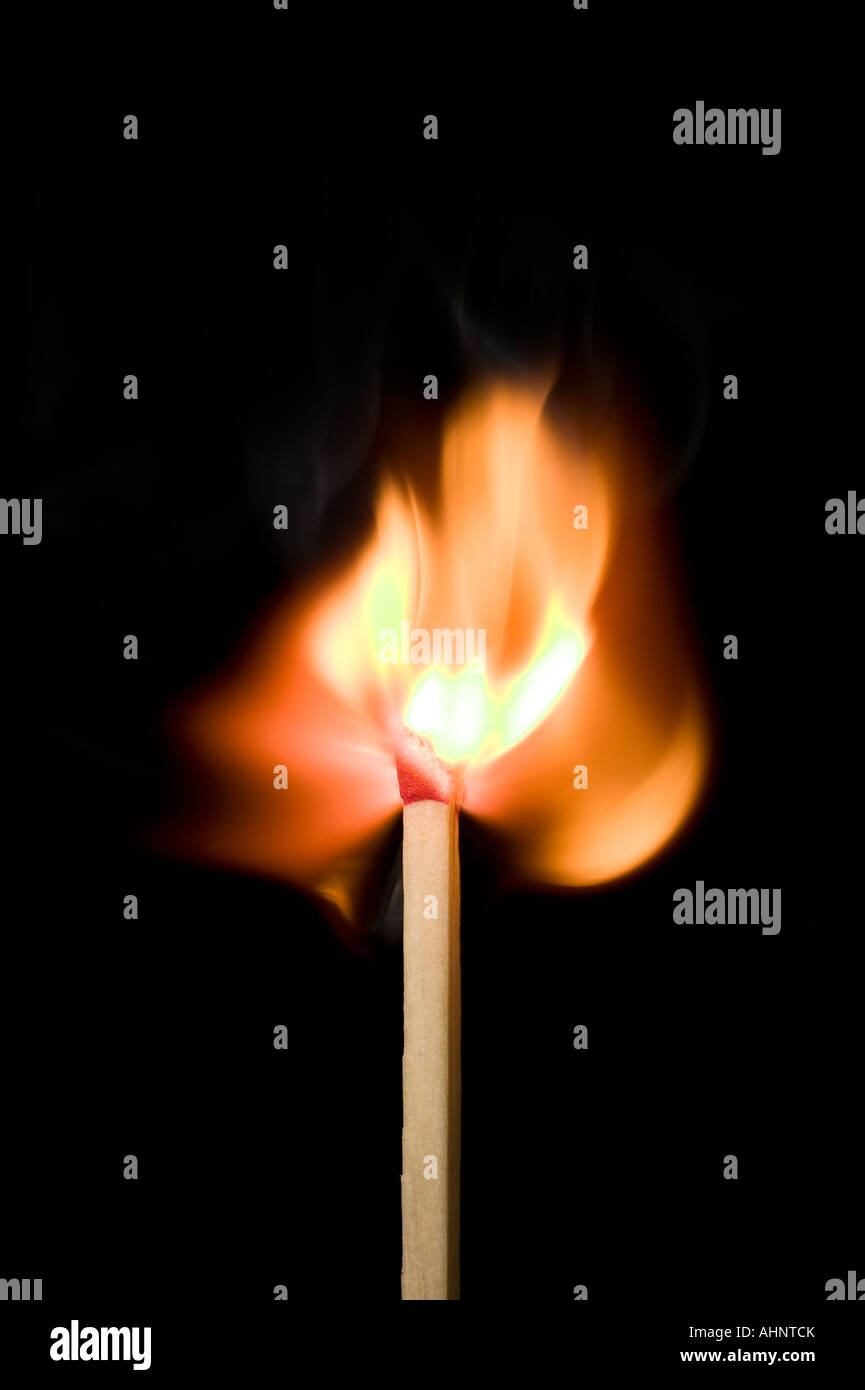 Lit Match On Black Background Stock Photo - Alamy