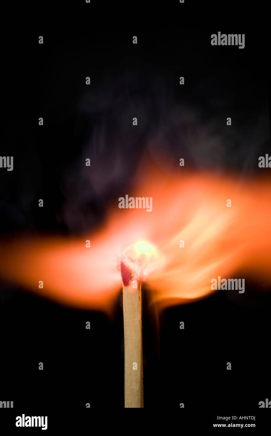 Lit Match On Black Background Stock Photo - Alamy
