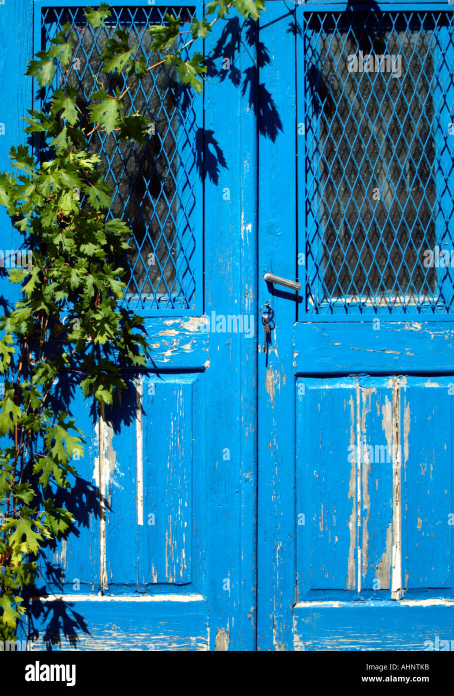 blue door Omodos Cyprus Stock Photo - Alamy