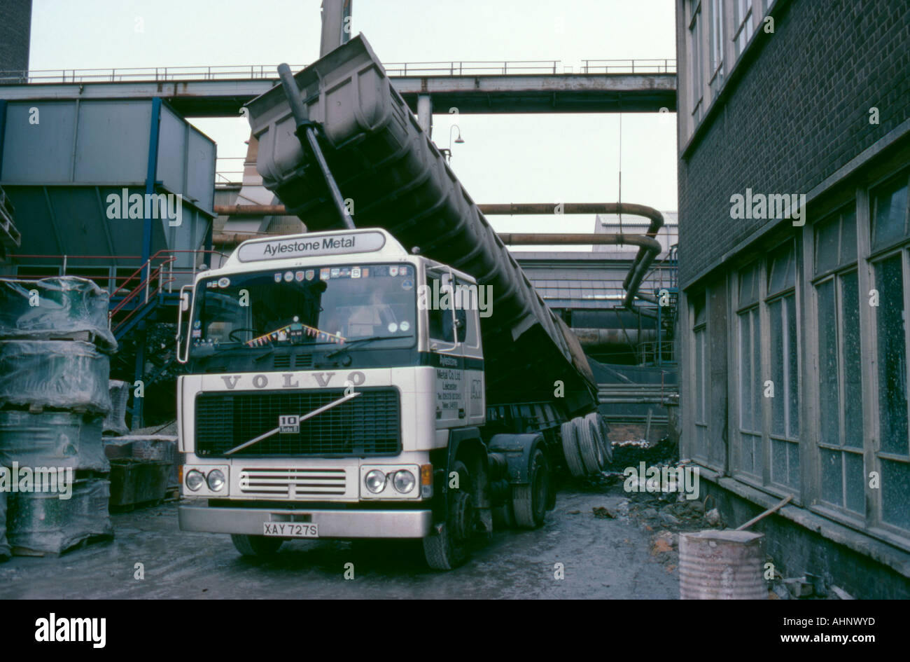 Damaged lorry after trying to tip a load which had frozen into the ...