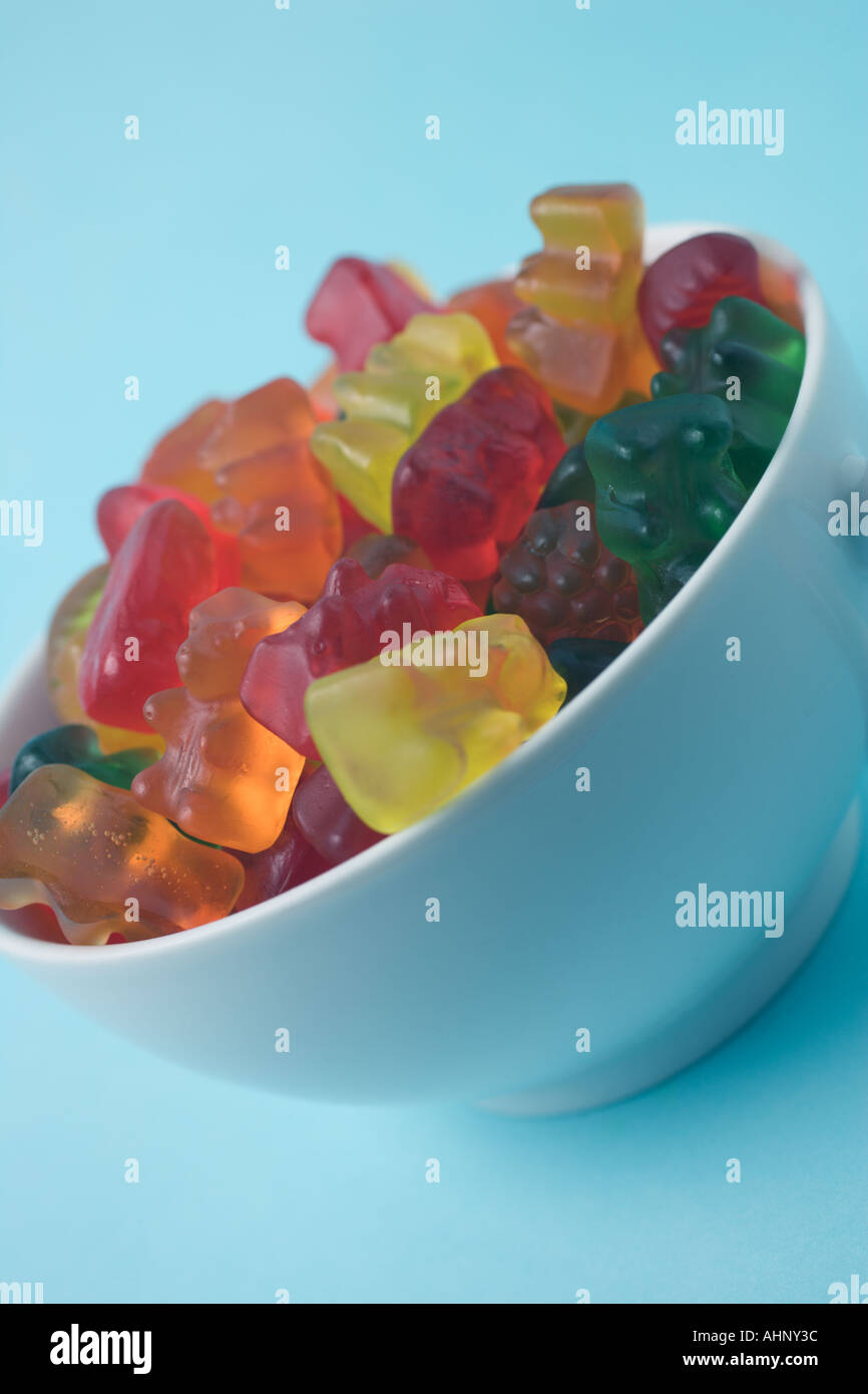 Gummy bears in a bowl Stock Photo - Alamy