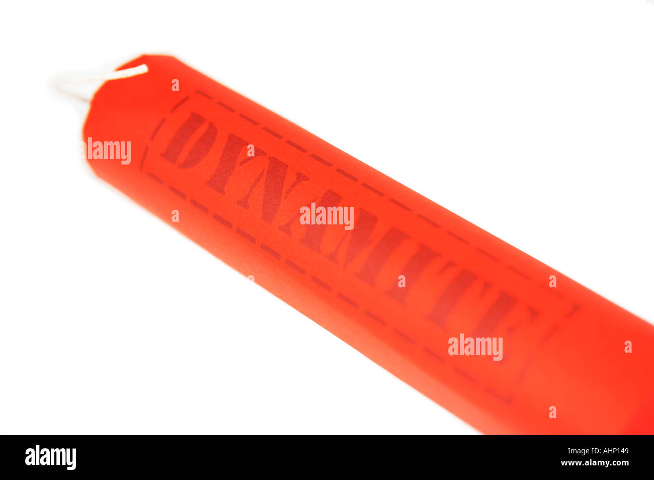 Stick of DYNAMITE against white background Stock Photo - Alamy
