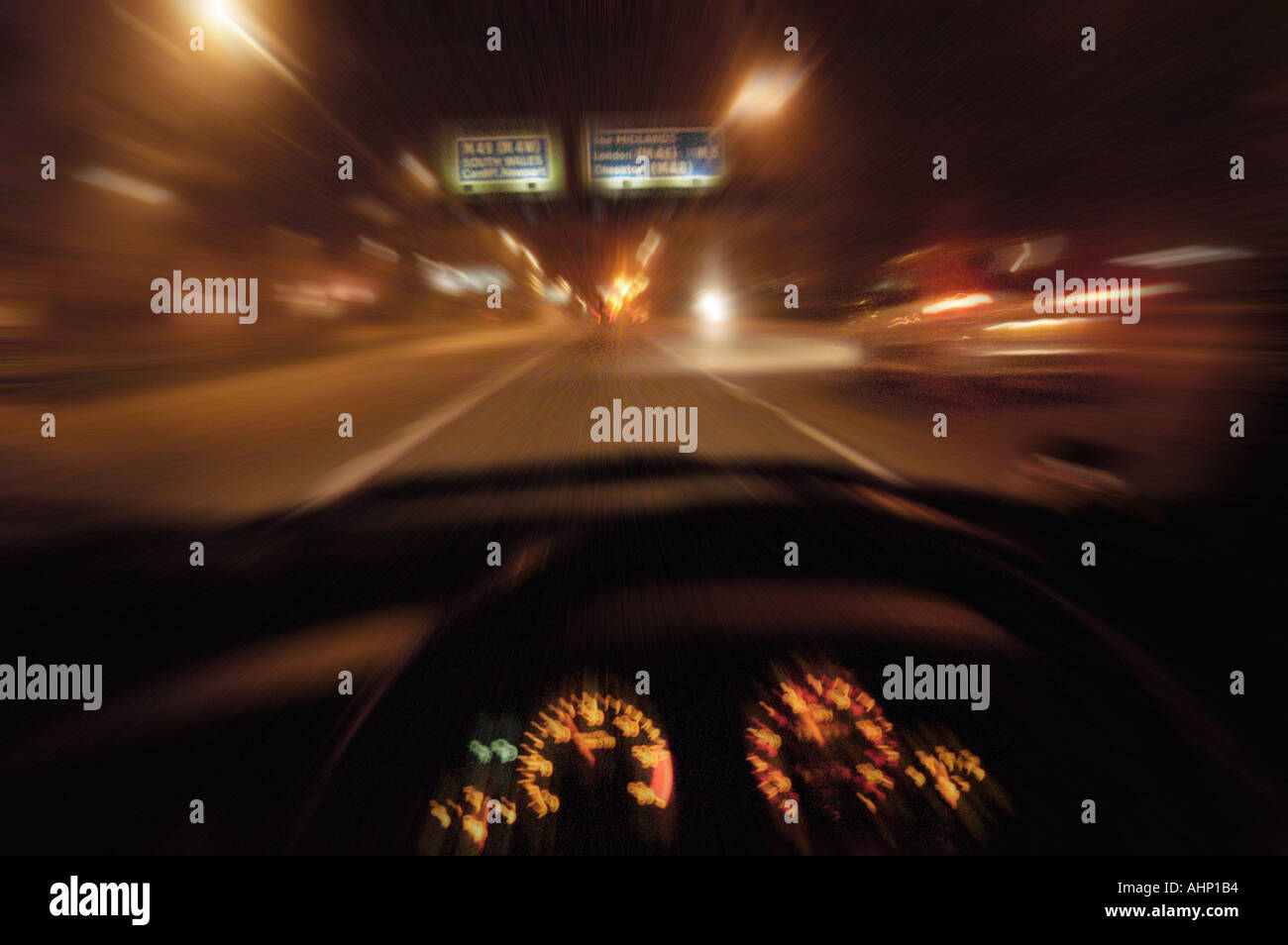 Night driving from behind the wheel Stock Photo - Alamy