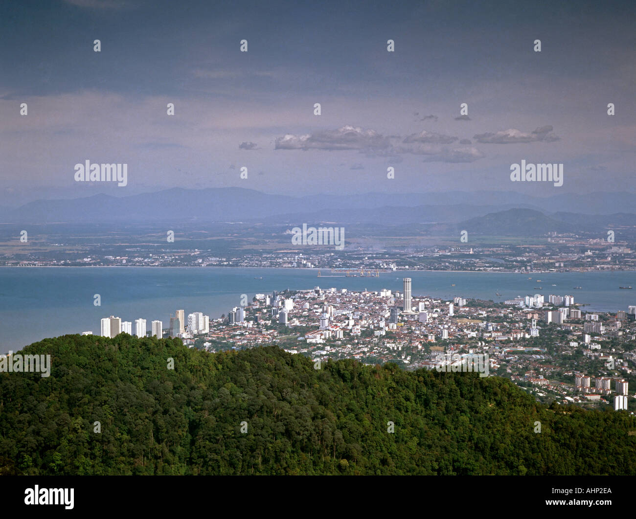 Malaysia Penang elevated view Malaysian mainland from Penang Hill Stock ...