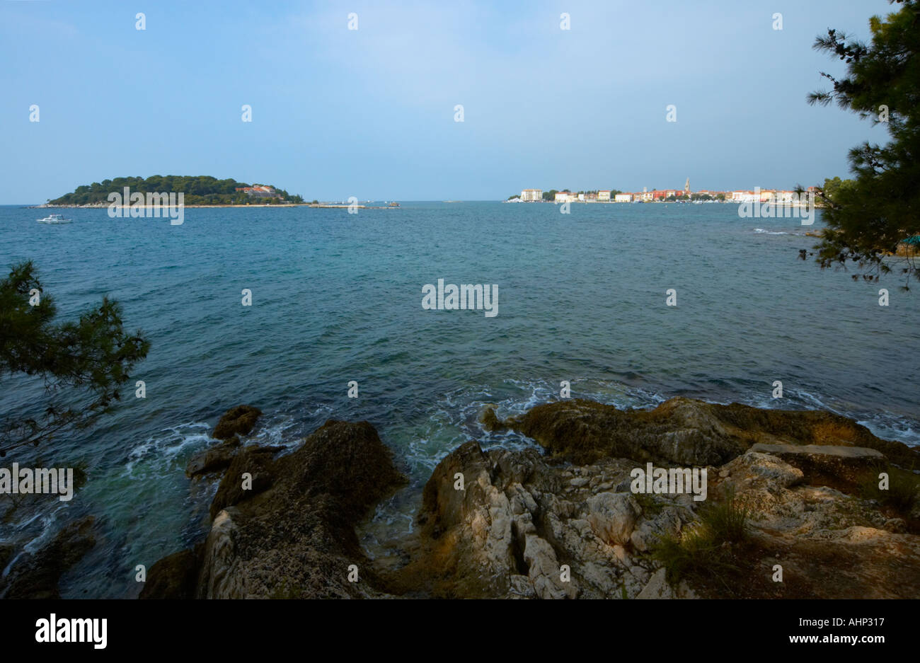 View of Porec harbour and Otok Sv Nikola Croatia Stock Photo - Alamy