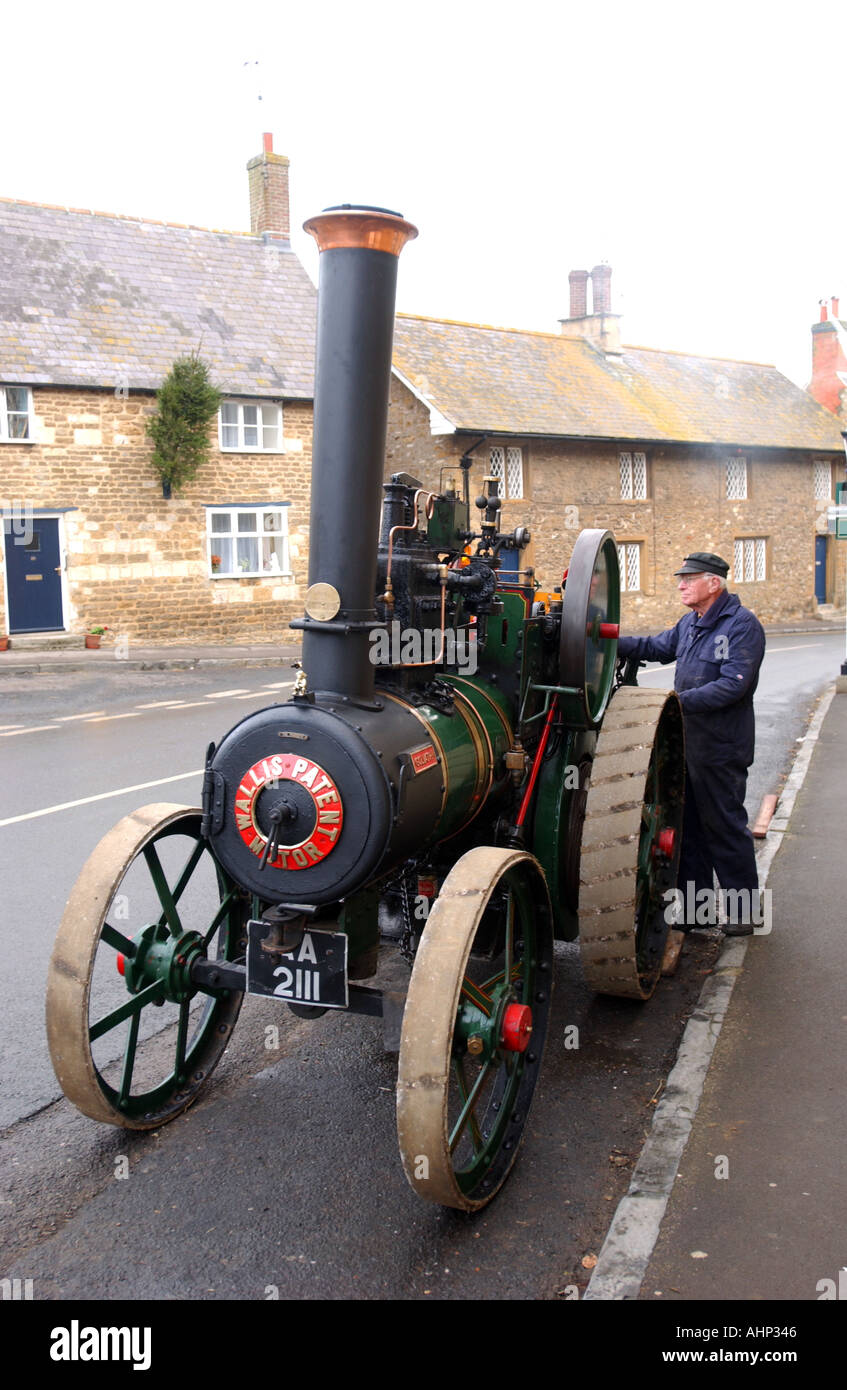 A steam traction engine in a village street in Britain UK Stock Photo ...